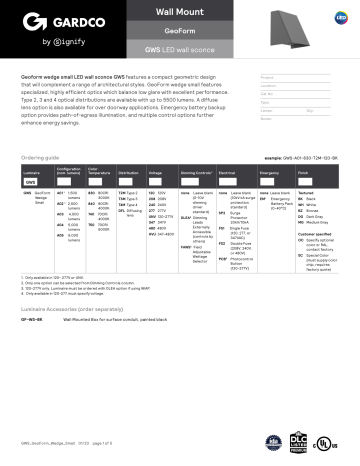 Gardco GWS Specifications | Manualzz