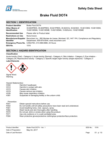 OEM DOT 3 Brake Fluid Owner Manual | Manualzz
