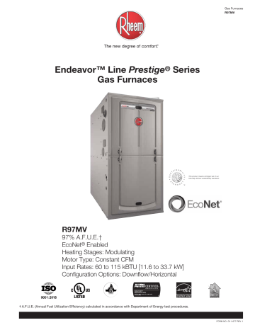 Rheem R97MV0603A17DHSGAP Gas Furnace Specification Sheet | Manualzz