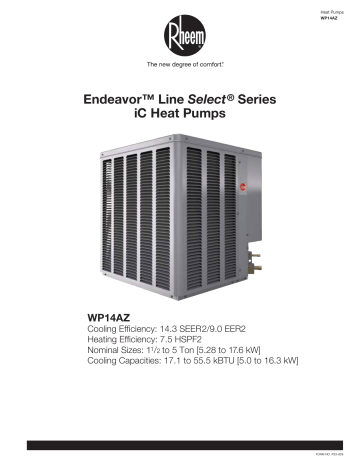 Rheem WP14AZ60AJ2NA Heat Pump Specification Sheet | Manualzz