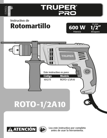 Truper ROTO-1/2A10 Rotomartillo 1/2" 600 W Owner's Manual | Manualzz