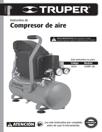 Truper COMP-10L Compresor horizontal 10L Owner's Manual | Manualzz