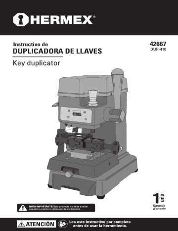 Hermex DUP-410 Duplicadora de 8 tipos de llaves Owner's Manual | Manualzz