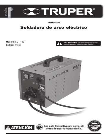 Truper SOT-100 Soldadora arco eléctrico Owner's Manual | Manualzz