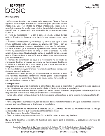 Foset Basic M-060I Mezcladora 4" para lavabo El manual del propietario ...