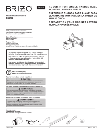 Brizo R65700 Litze™ 1/2 in. NPT Wall Mount Single Handle Lavatory ...