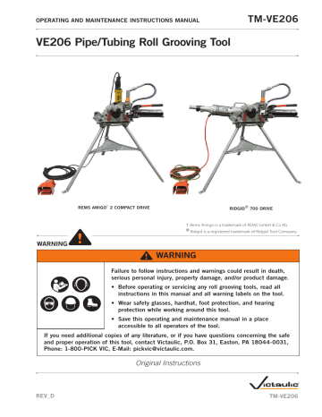 Victaulic VE206 Portable Roll Grooving Tool Tool Manual | Manualzz