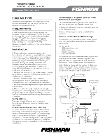 Fishman TOM Powerbridge Pickup Installation instructions | Manualzz