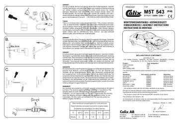 Calix RE543 Engine heater Installation Instructions | Manualzz