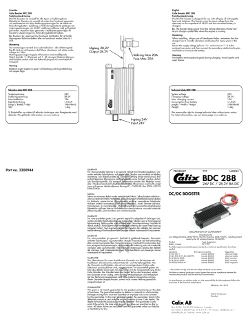Calix BDC288 Battery charger Installation Instructions | Manualzz
