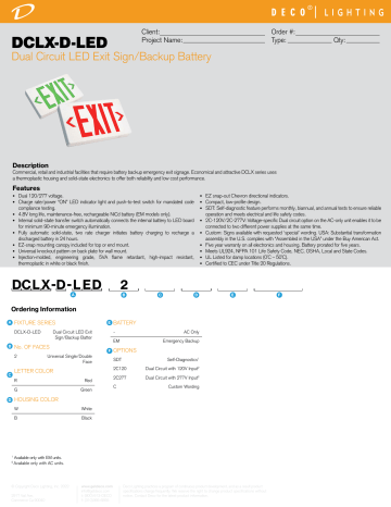 Deco Lighting DCLX-D-LED Specification Sheet | Manualzz