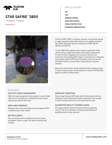 FLIR Star SAFIRE® 380-HDc Datasheet | Manualzz