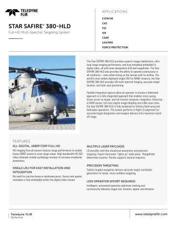 FLIR Star SAFIRE®380-HLD Datasheet | Manualzz