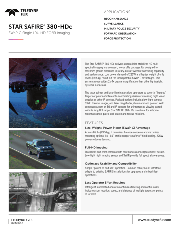 FLIR Star SAFIRE® 380-HDc Datasheet | Manualzz