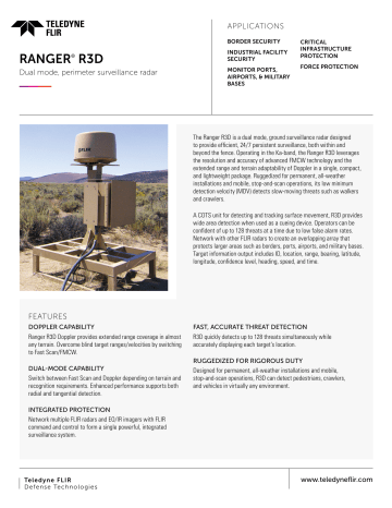 FLIR Ranger® R3D Datasheet | Manualzz