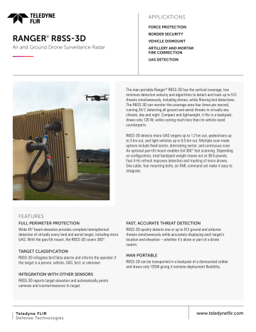 FLIR Ranger® R8SS-3D Datasheet | Manualzz