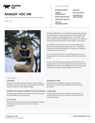 FLIR Ranger® HDC MR Datasheet | Manualzz