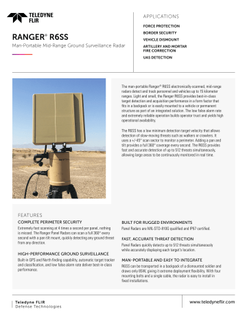 FLIR Ranger® R6SS Datasheet | Manualzz