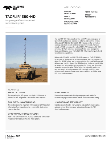 FLIR Tac® 380-HD Datasheet | Manualzz