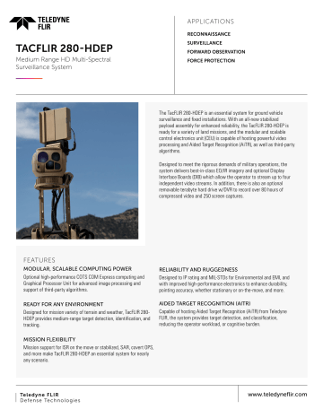 FLIR Tac® 280-HDEP Datasheet | Manualzz