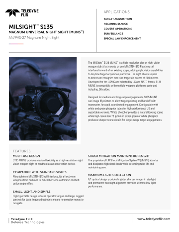 FLIR MilSight® S135 Magnum Universal Night Sight (MUNS)™ Datasheet ...