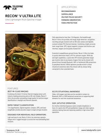 FLIR Recon® V Ultra Lite Datasheet | Manualzz