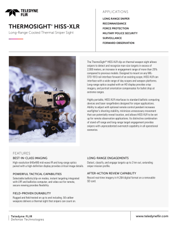 FLIR ThermoSight® HISS-XLR Datasheet | Manualzz