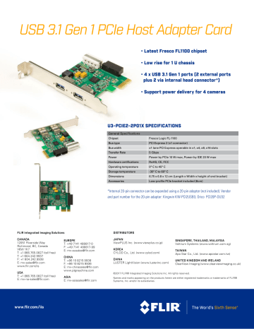 FLIR USB 3.1 Host Controller Card Datasheet | Manualzz