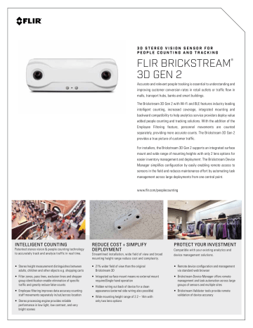 FLIR Brickstream 3D Gen 2 Datasheet | Manualzz