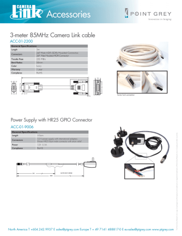 FLIR Camera Link MDR to SDR mini Cable Datasheet | Manualzz