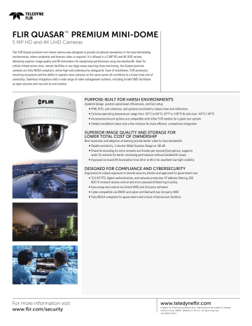 FLIR Quasar™ Premium Mini-Dome Datasheet | Manualzz