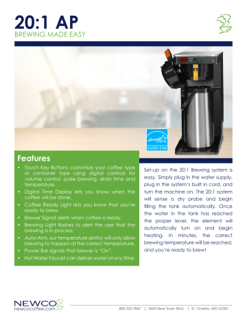 Newco 20:1 AP Spec sheets | Manualzz