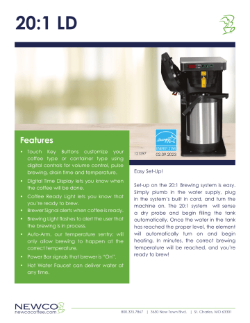 Newco 20:1 LD Spec sheets | Manualzz