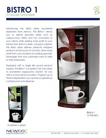 Newco Bistro 1 Spec sheets | Manualzz