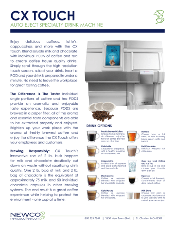 Newco CX Touch Standard Spec sheets | Manualzz