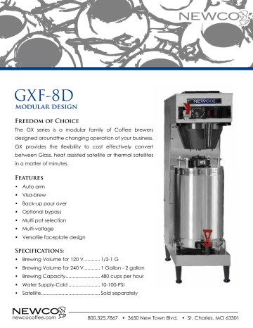 Newco GXF-8D Spec sheets | Manualzz