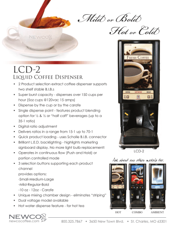 Newco LCD-2 AMBIENT Spec sheets | Manualzz