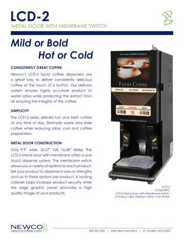 Newco LCD-2 METAL Spec sheets | Manualzz