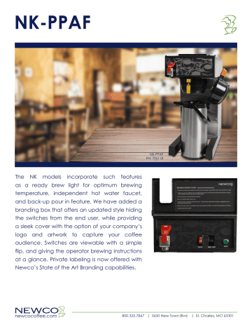 Newco NK-PPAF Spec sheets | Manualzz