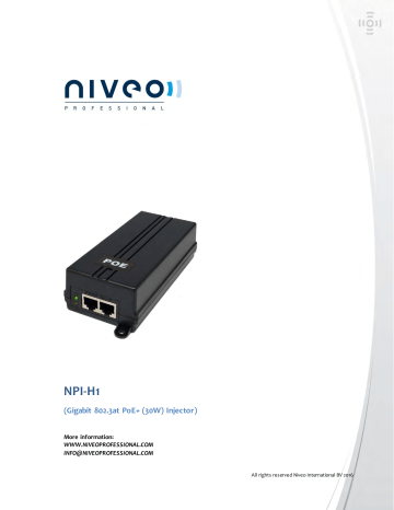 Niveo Professional NPI-H1 Poe injector Datasheet | Manualzz
