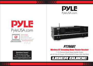 Pyle PT796BT Hi-Fi Bluetooth Home Theater Receiver Owner's Manual ...