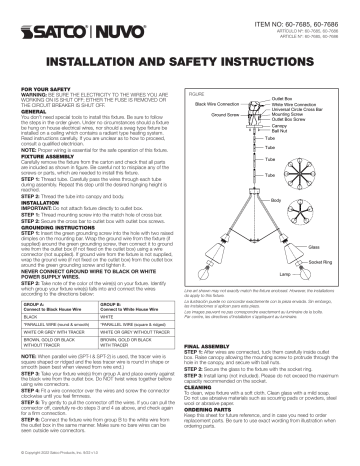 Satco 60-7685 STARLIGHT 5LT CHANDELIER Instructions | Manualzz