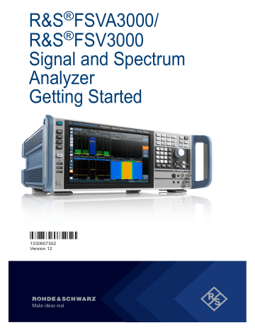 Rohde&Schwarz FSV3000 Getting Started | Manualzz