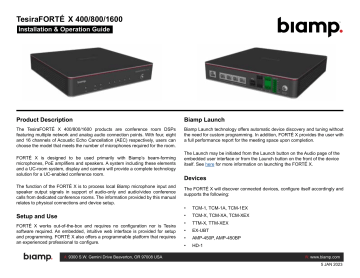 Biamp TesiraFORTÉ X Installation & Operation Guide | Manualzz