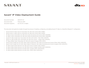 Savant PAV-VOM1CP2-00 IP VIDEO SINGLE OUTPUT RECEIVER 4K UHD WITH CONTROL (COPPER W/POE ...