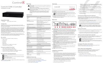 Control4 C4-CORE3 Core 3 Controller Installation Guide | Manualzz