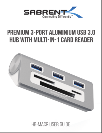 Sabrent HB-MACR USB 3.0 Hub Card Reader User Guide | Manualzz