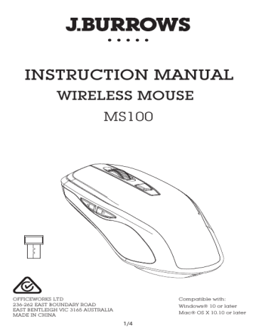 J.burrows MS100 Wireless Mouse Instruction manual | Manualzz