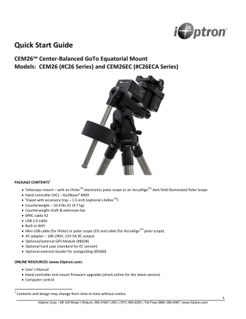 iOptron CEM26 Center Balanced Equatorial GoTo Mount User Guide | Manualzz