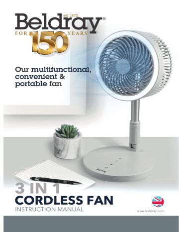 Beldray EH3413GR 3-In-1 Cordless Fan Instruction manual | Manualzz